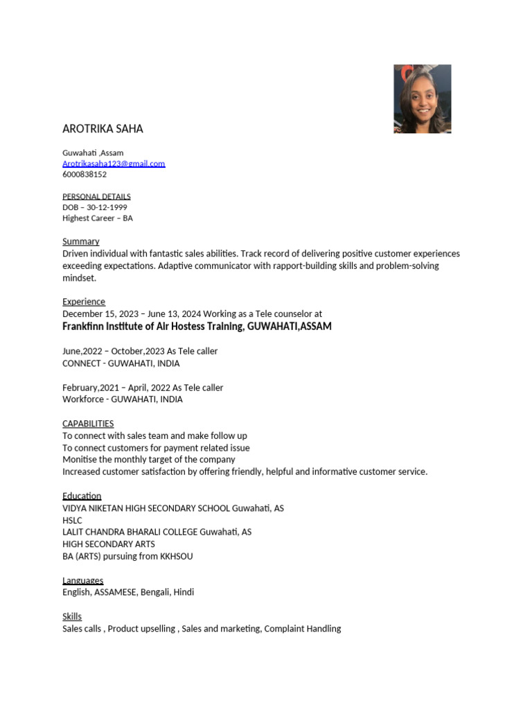 Arotrika Saha CV | PDF