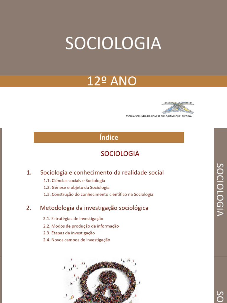 Sociologia -Tema 1 | PDF | Sociologia | Science