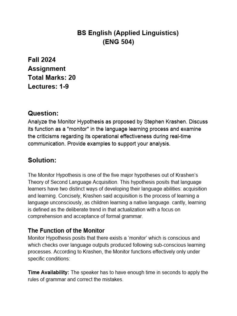 Eng 504 | PDF | Language Acquisition | Fluency