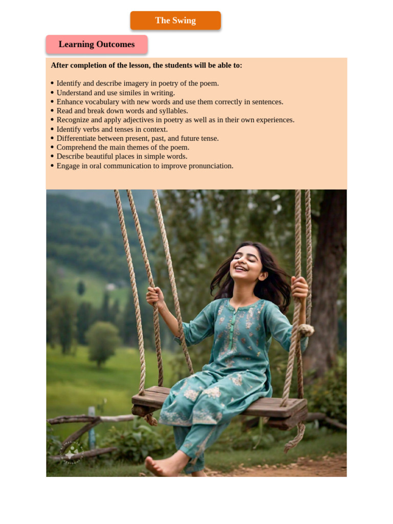 The Swing Poem | PDF | Poetry | Syllable