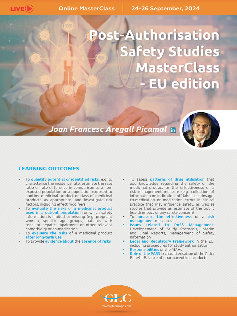 EU Online Post-Authorisation Safety Studies MasterClass | PDF | Pharmacovigilance | Risk