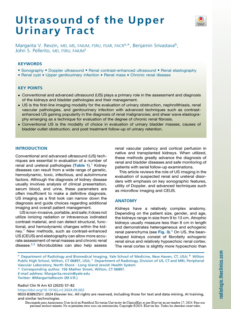 Ultrasound of The Upper Urinary Tract | PDF | Medical Ultrasound | Kidney