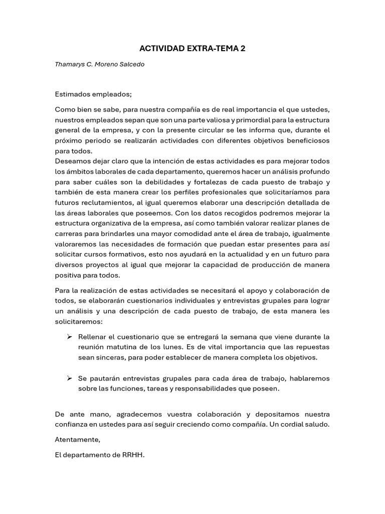 Actividad Extra Tema 2 RH | PDF | Crecimiento personal y profesional