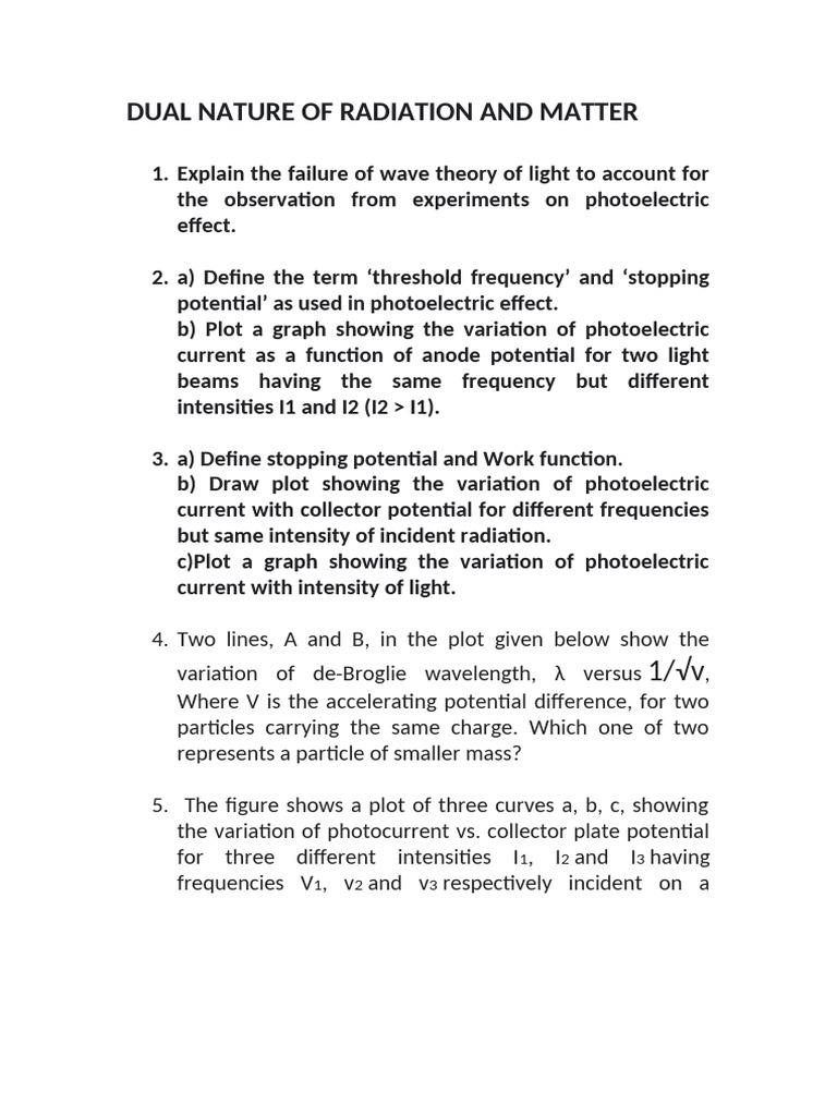 EM Waves and Dual Nature.. | PDF | Photoelectric Effect ...