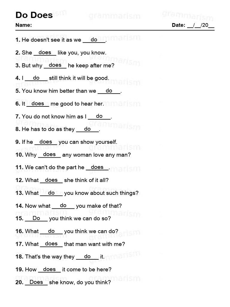 Grammarism Do Does Test 1 Solved 17429140 | PDF | Self-Improvement