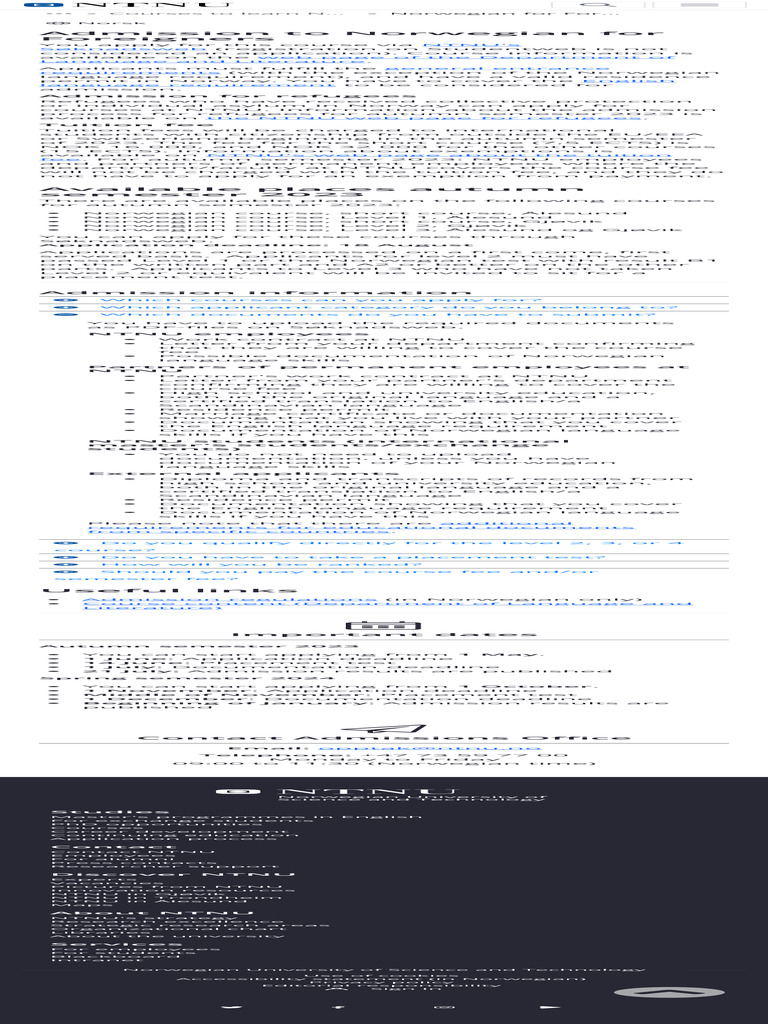 Admissions - Norwegian For Foreigners - NTNU | PDF | Art