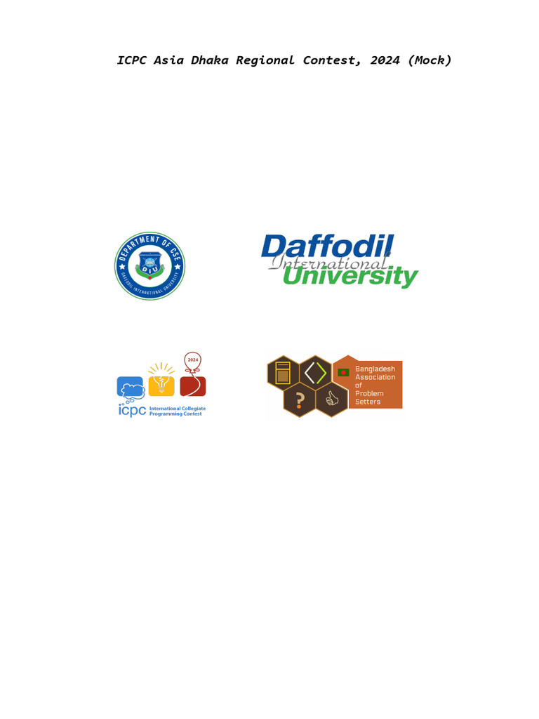 ICPC Dhaka 2024 Preli Mock | PDF | Permutation | Ascii