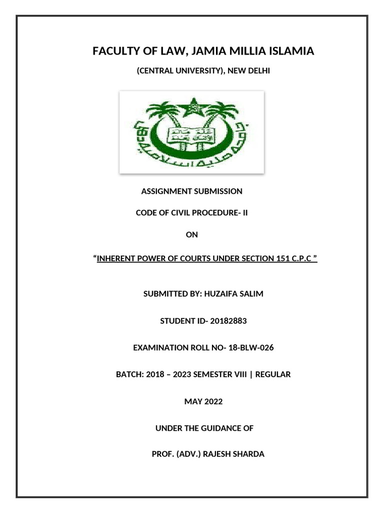 Faculty of Law, Jamia Millia Islamia | PDF | Lawsuit | Legal Remedy