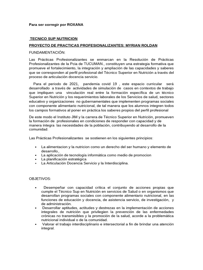 Para Ser Corregir Por ROXANA | PDF | Nutrición | Dieta y nutrición
