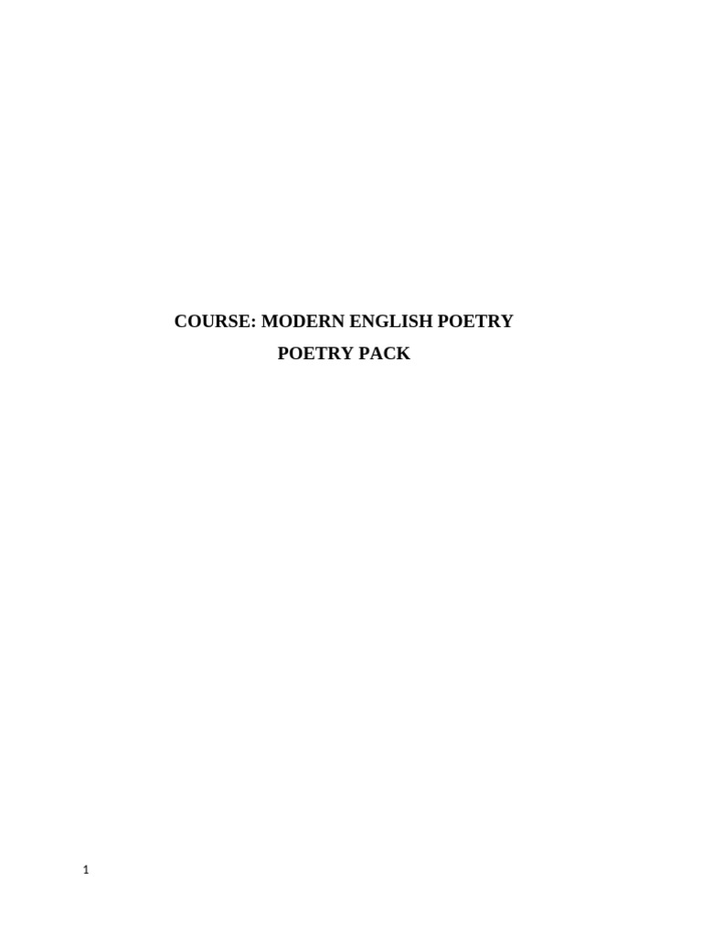 POETRY PACK - Modern English Poetry | PDF | Art | Classics