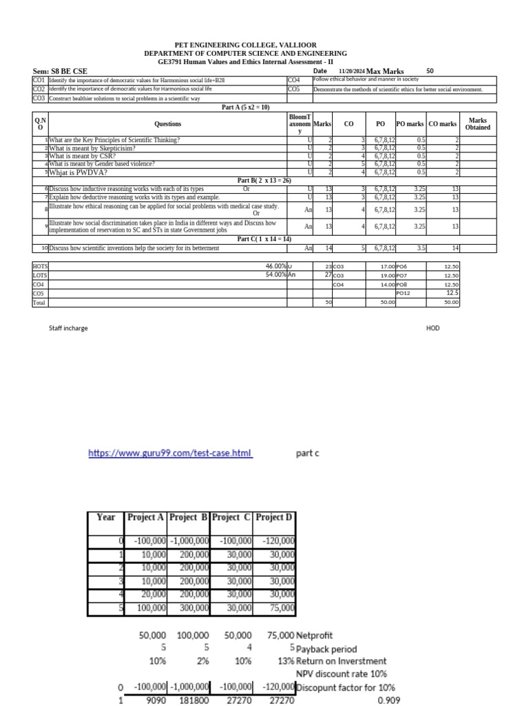 2024-25 Odd s7 Hve Iat 2 QP | PDF | Net Present Value