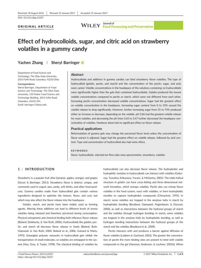 Effect of Hydrocolloids Sugar and Citric | PDF | Starch | Sugar
