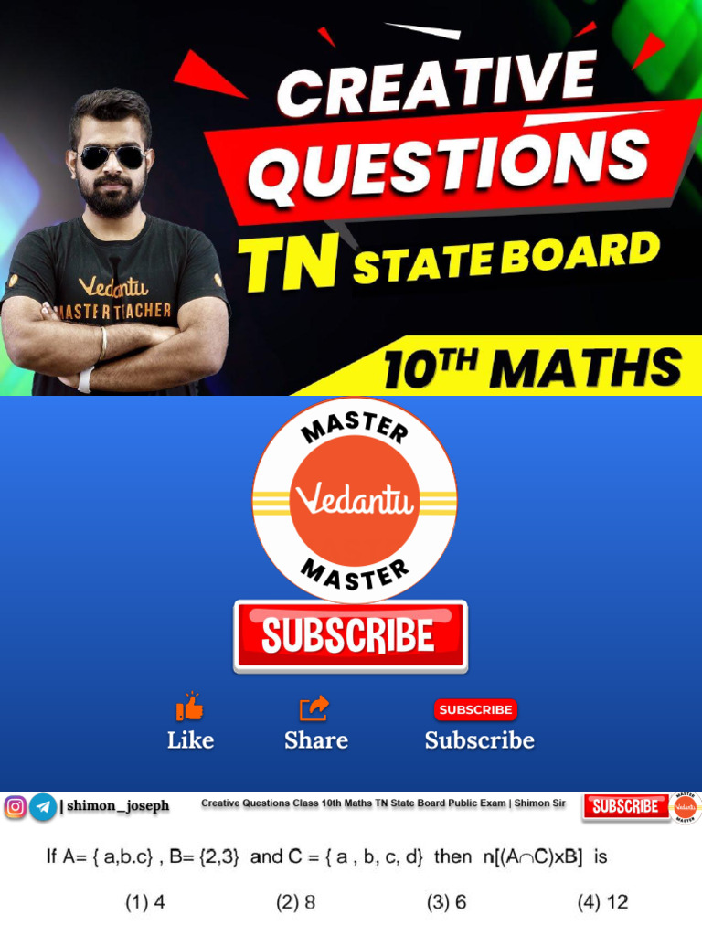 Creative Questions Class 10th Maths TN State Board Public Exam Shimon | PDF