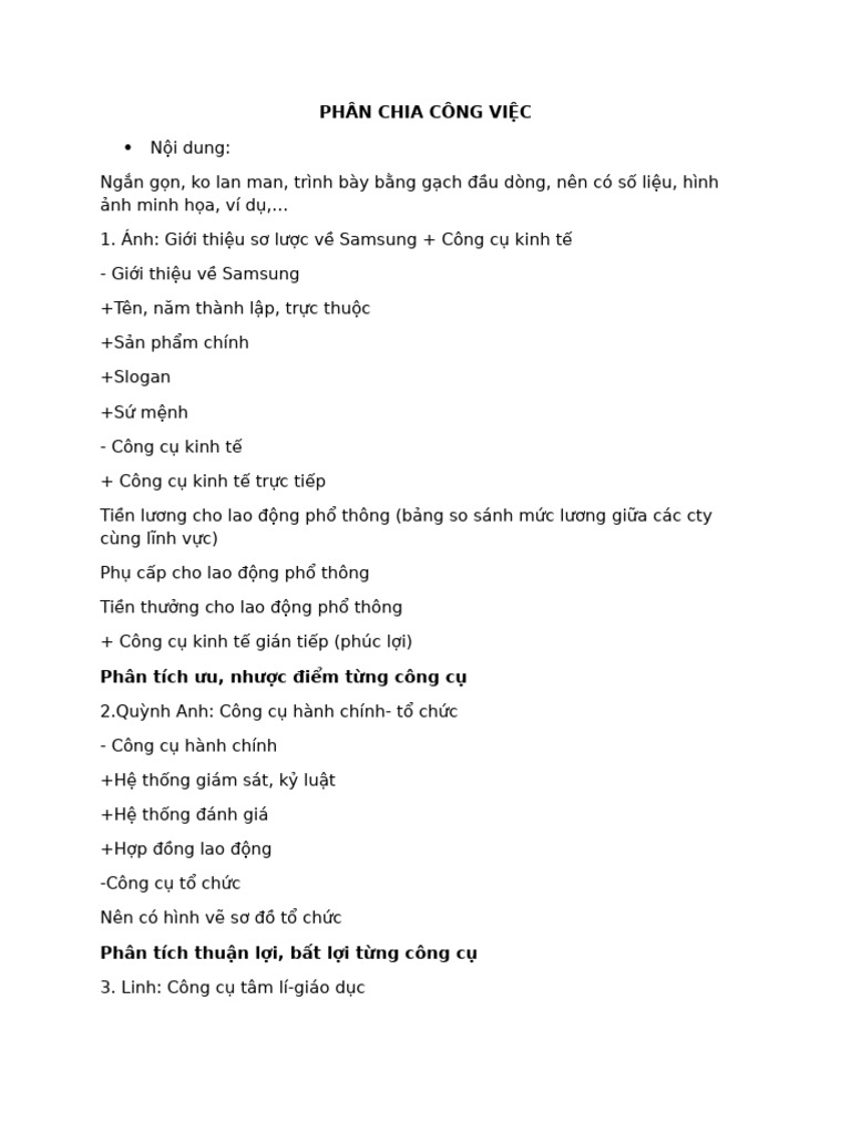 Phân Công CV | PDF