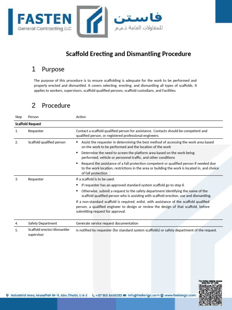 Method Statement For Scoffolding | PDF | Scaffolding