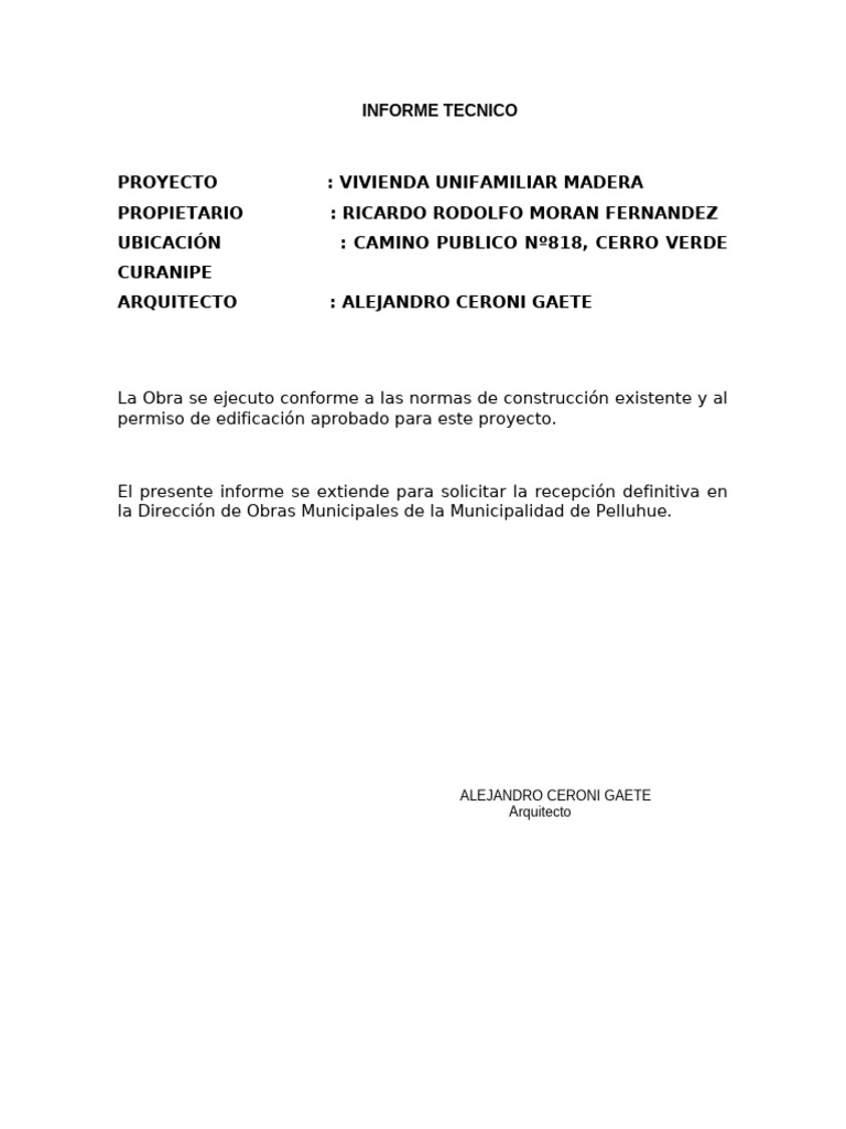 Informe Tecnico - Recepcion | PDF