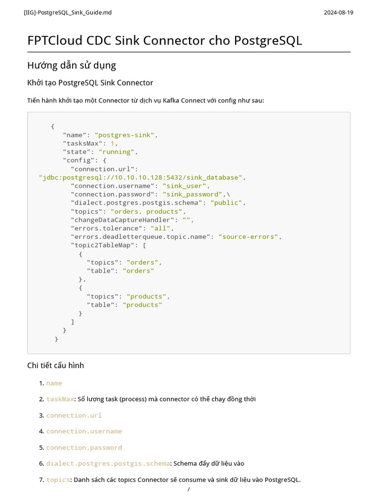 IIG-PostgreSQL Sink Guide | PDF