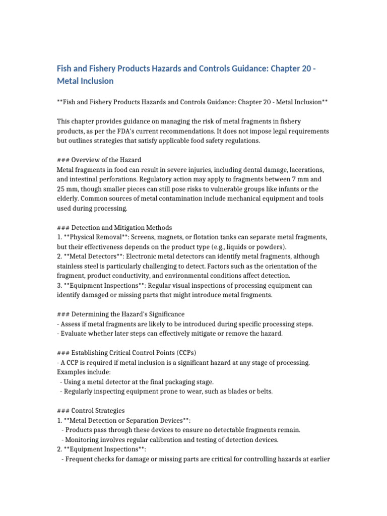Metal Inclusion Paraphrased | PDF | Hazards | Food Safety