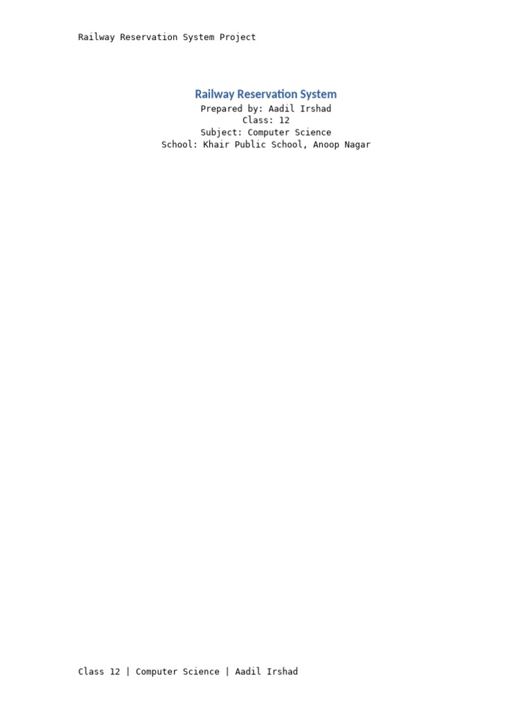 Complete Railway Reservation System | PDF | Computers