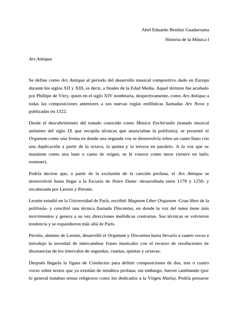Ars Antiqua | PDF | Composiciones Musicales | Musicología