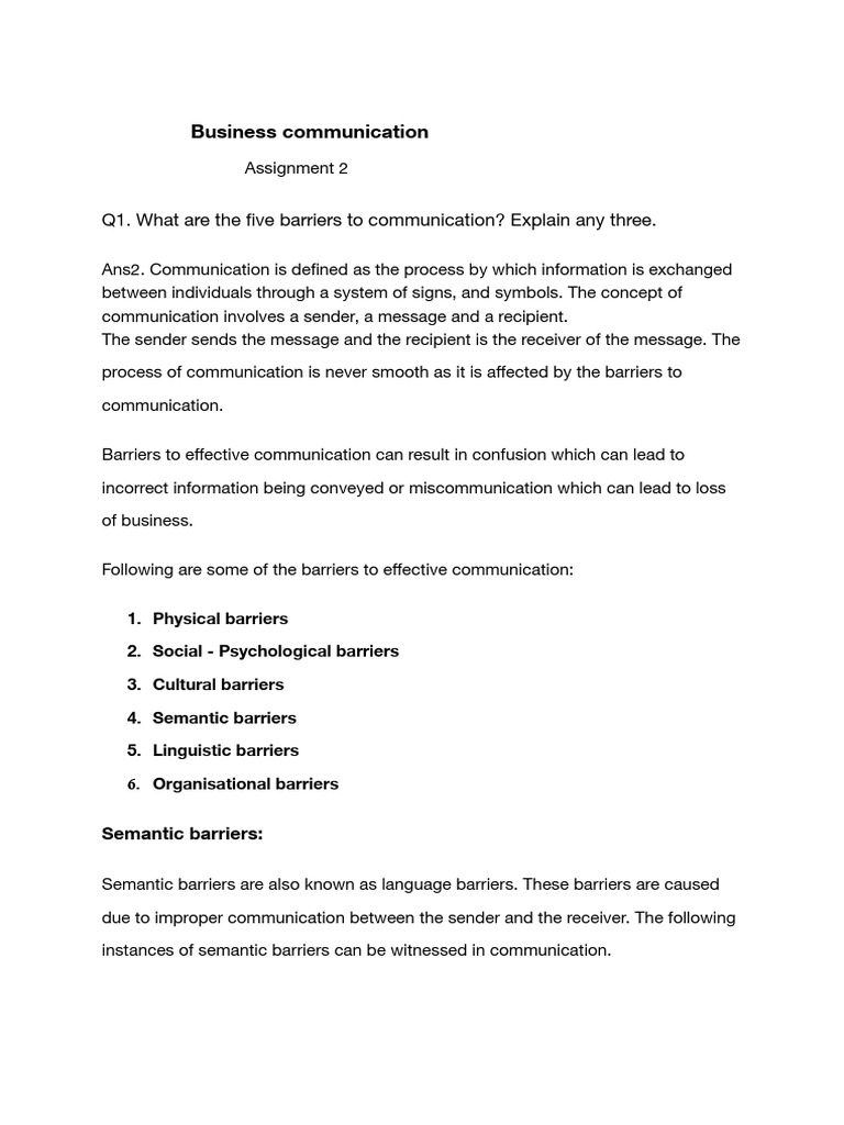 Business Comm Assignment 2 | PDF | Communication | Psychology