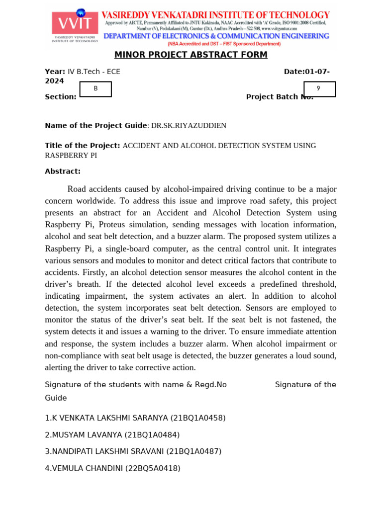 Accident Detection System for ECE Students | PDF