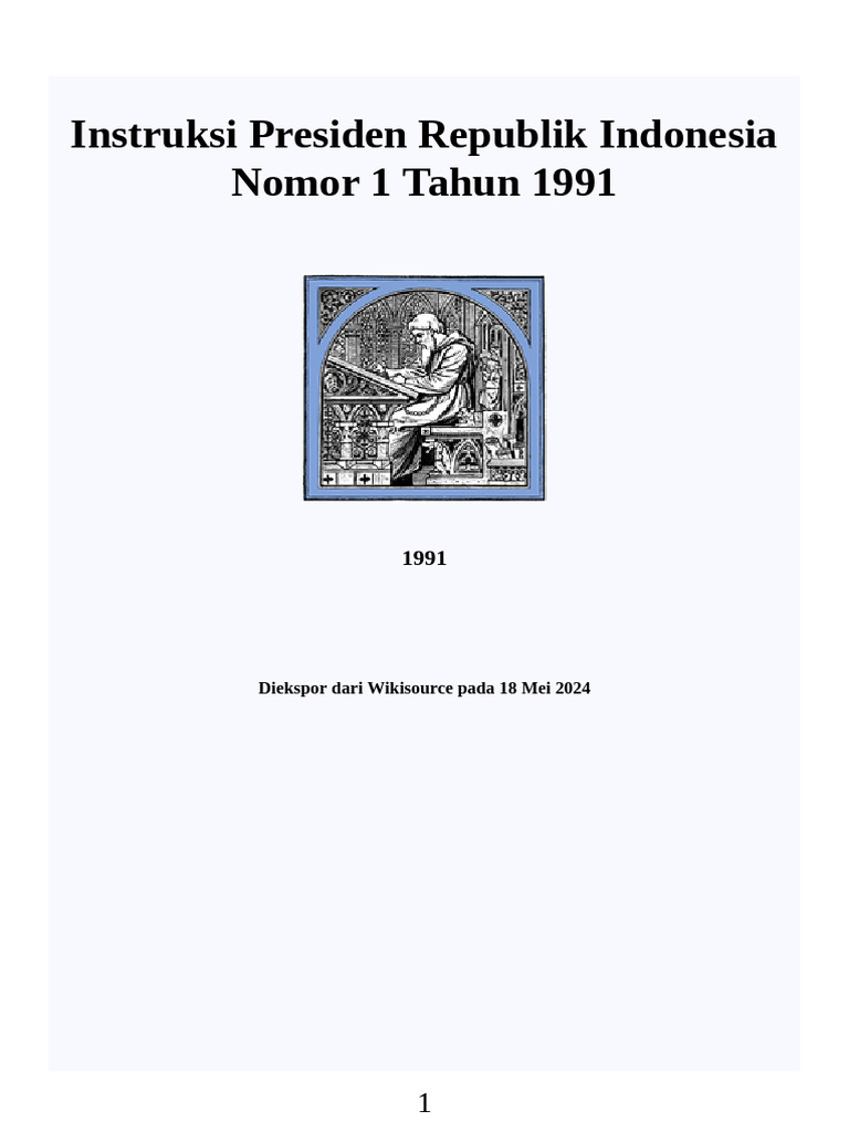 Instruksi Presiden Republik Indonesia Nomor 1 Tahun 1991 | PDF | Politik