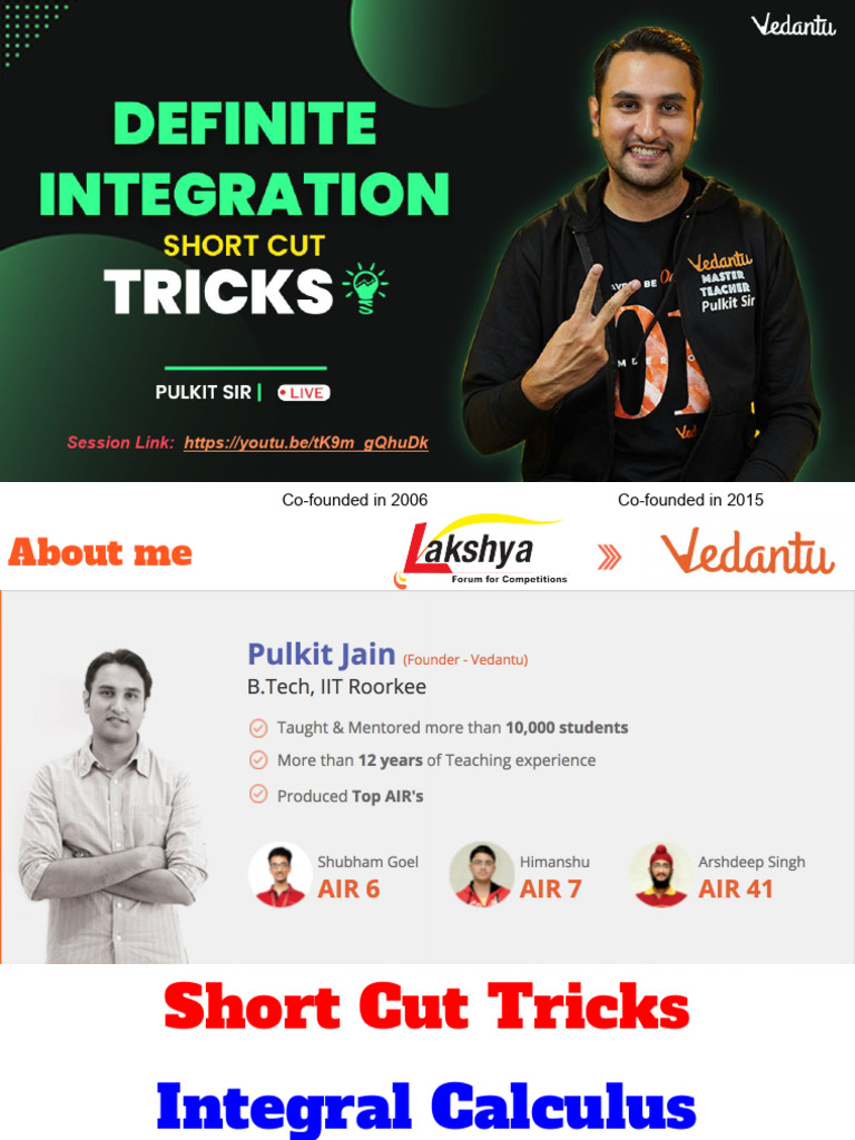 PDF_Definite_Integration_Short_Cut_Tricks_Vedantu_Pulkit_Sir | PDF