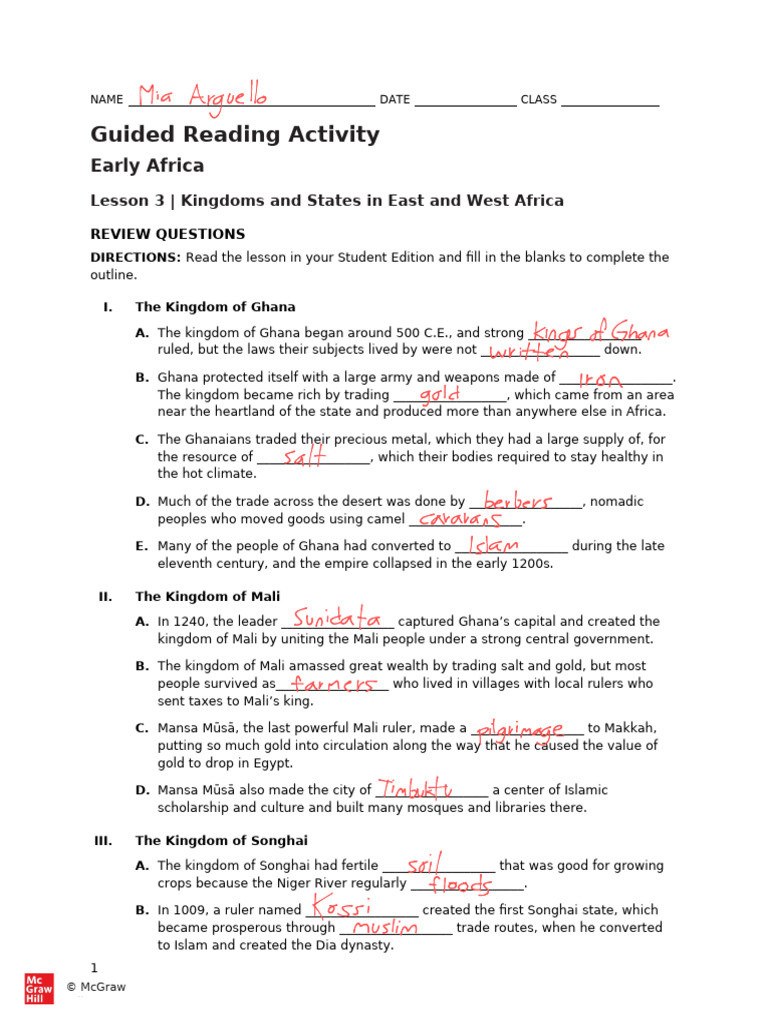 Kingdoms of Early Africa: Ghana, Mali, Songhai | PDF | History Of ...