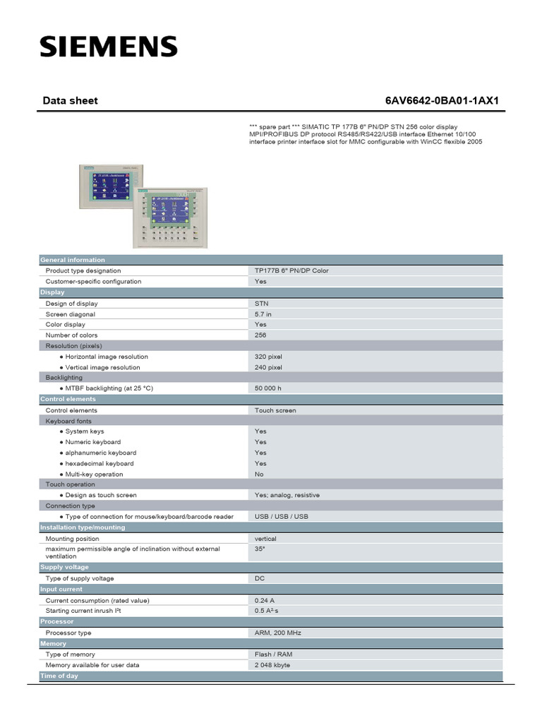 6AV66420BA011AX1 Datasheet en | PDF | Computer Keyboard | Computer Hardware