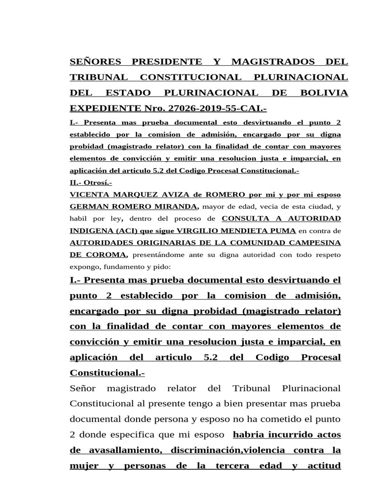 Memorial de Vicenta Marquez | PDF | Demanda judicial | Bancos