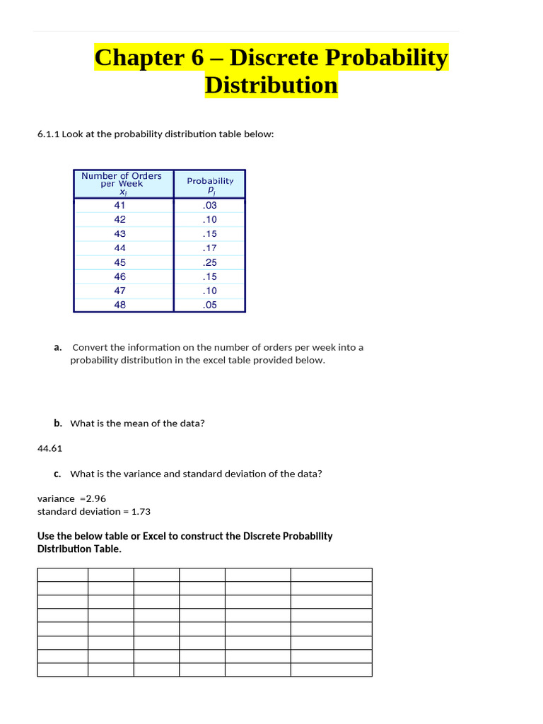 STS 2003 Chpt. 6 - Discrete Probability Distributions - Class Exercise ...