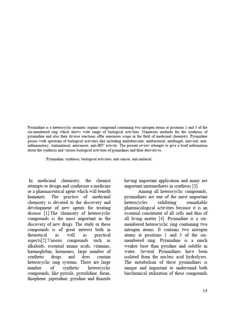 Review Article An Overview On Synthesis | PDF | Organic Chemistry ...