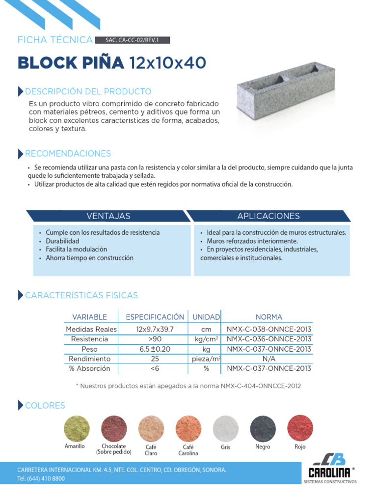 Block Pina 12x10x40-1 | PDF