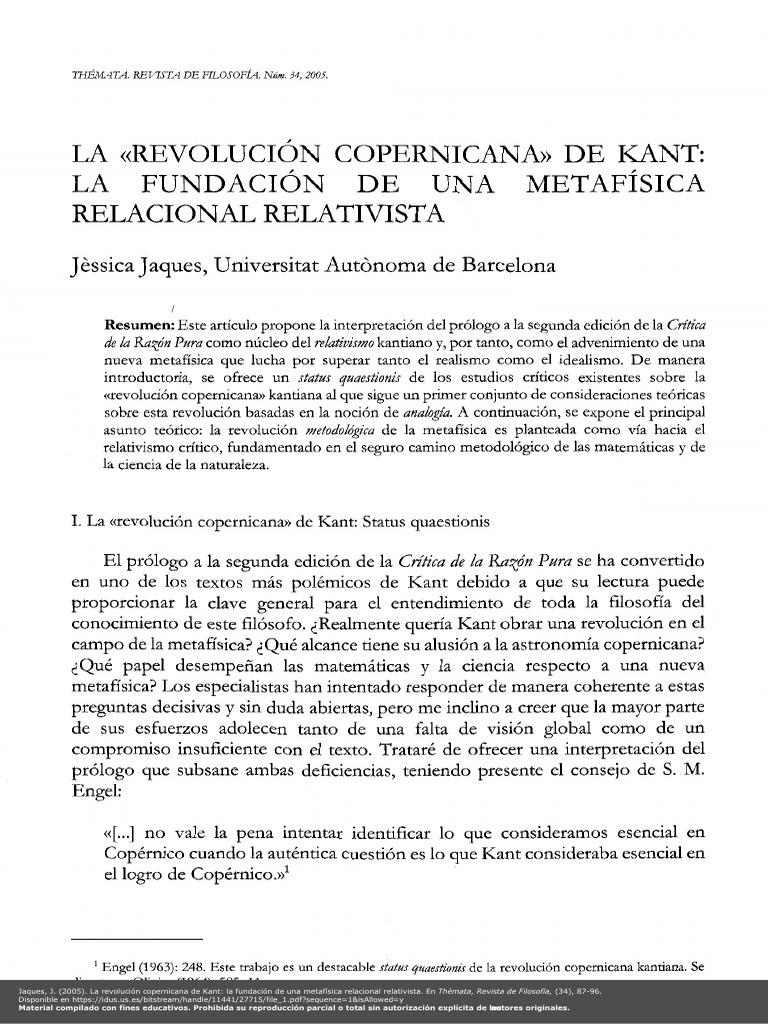 Metafísica Relacional de Kant | PDF | Metafísica