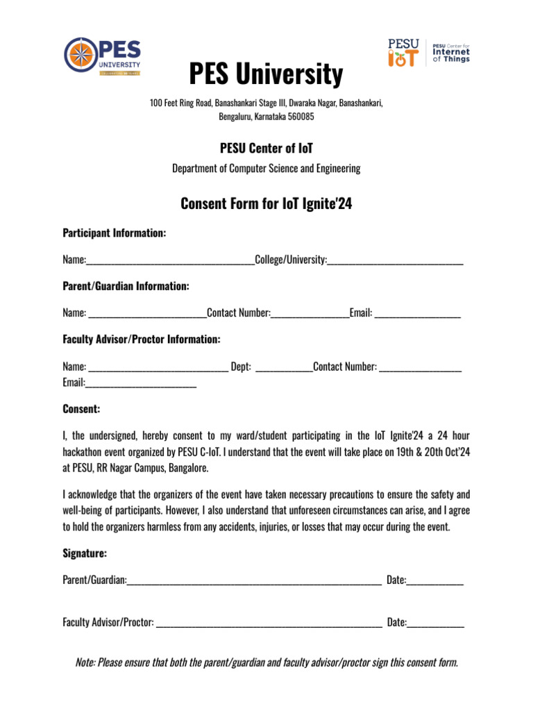 Consent Form For IoT Ignite'24 | PDF