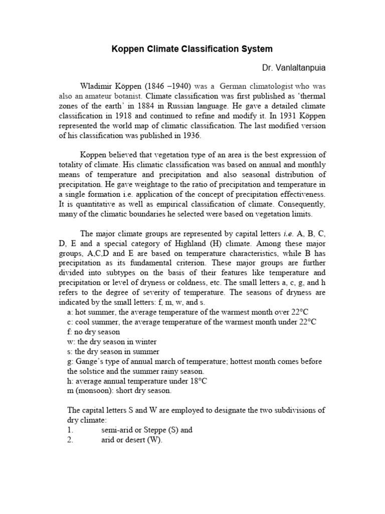Climate Classification Explained | PDF | Precipitation | Climate