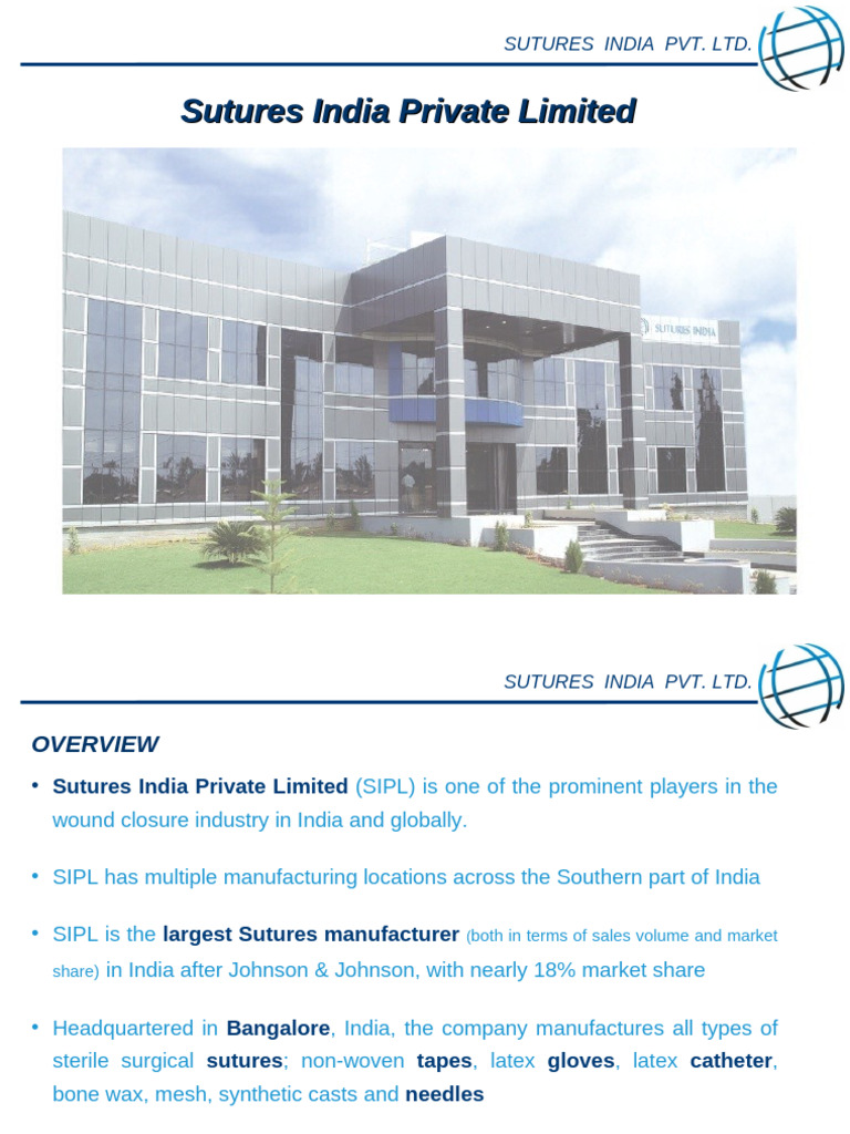Sutures India Pvt. Ltd. Overview & Products | PDF | Surgical Suture