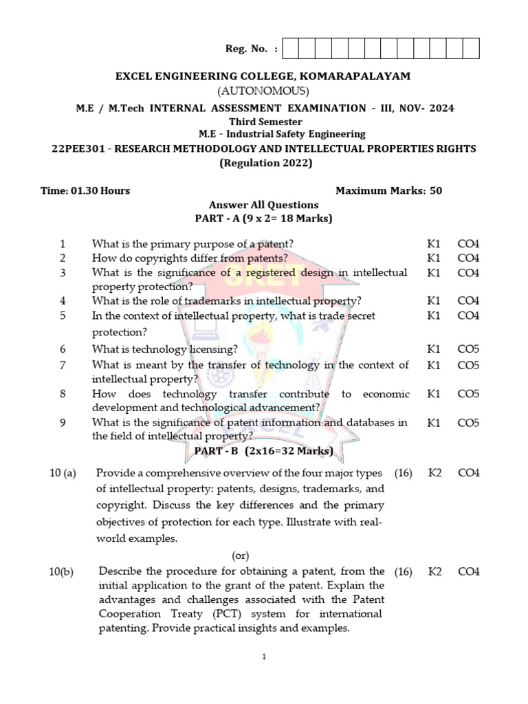 22PEE301-Internal Test Report | PDF | Intellectual Property | Patent
