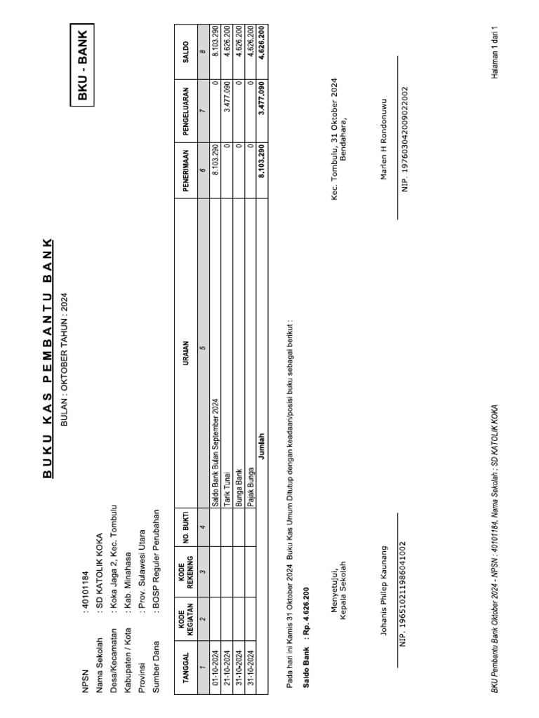Bku Pembantu-Bank Okt 24 | PDF