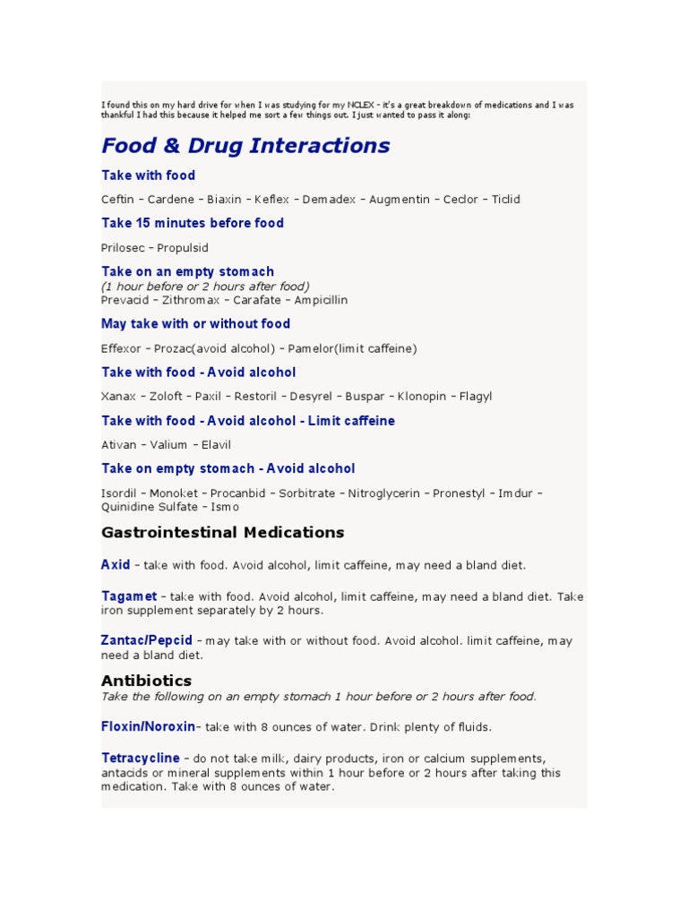 Food & Drug Interactions | PDF | Wellness