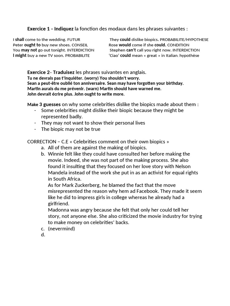 1ERE07P1 Modaux 2 | PDF