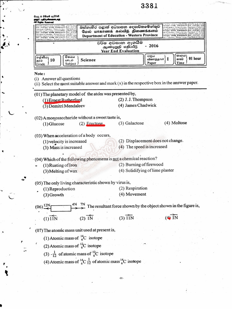 Eg10 Sci tt3 wp2016 | PDF