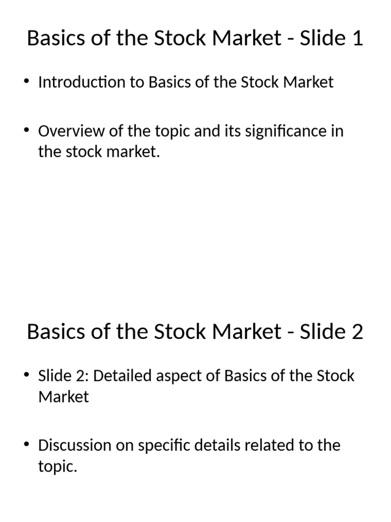 Basics of The Stock Market | PDF