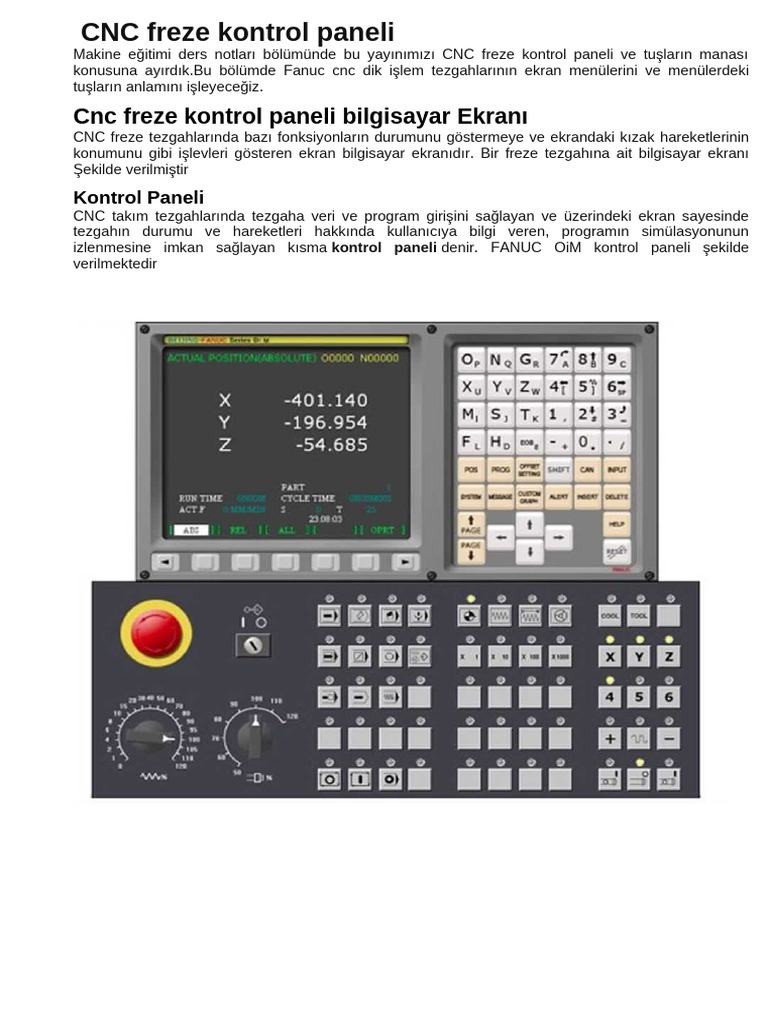 CNC Freze Kontrol Paneli | PDF