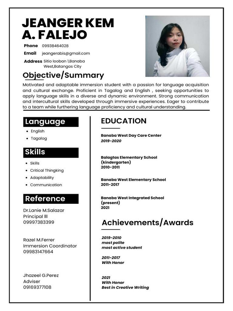 Jeanger Kem's Educational Profile | PDF