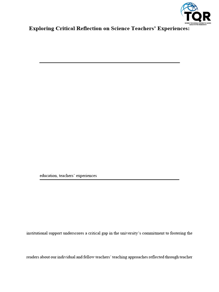 Critical Reflection in Science Education | PDF | Constructivism ...
