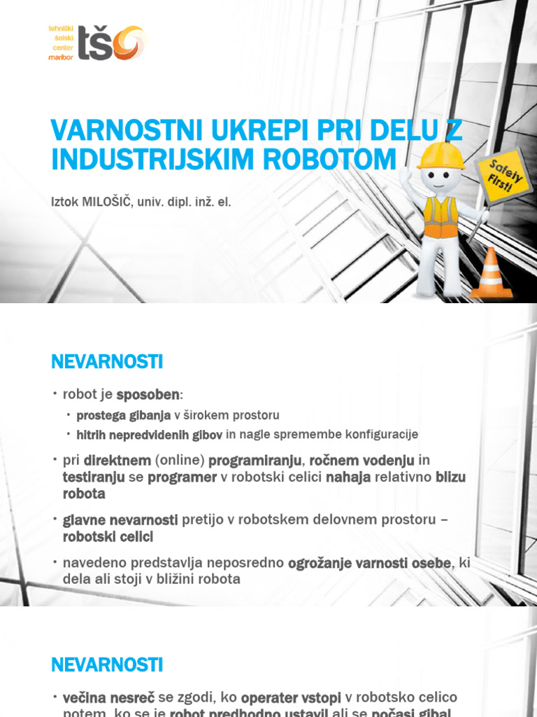 Robotika 01 Varnostni Ukrepi Pri Delu Z Robotom | PDF
