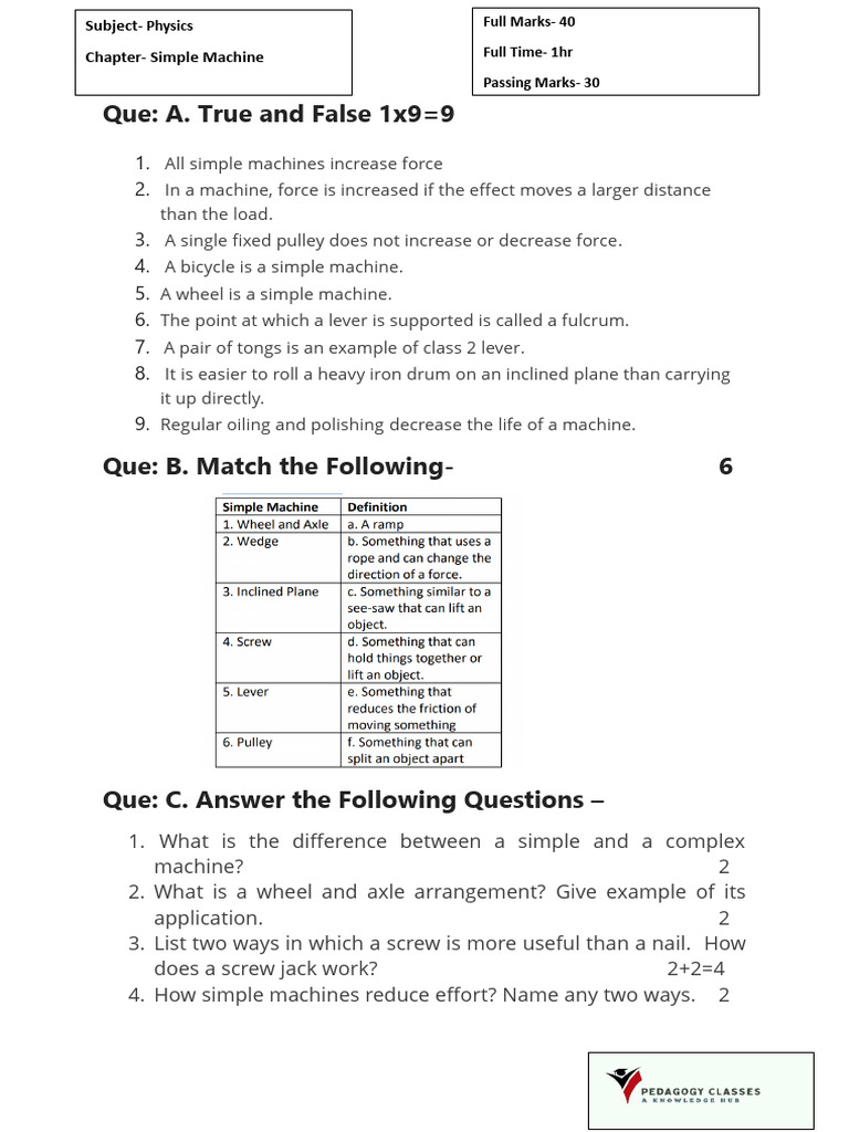 Phy - Simple Machine | PDF
