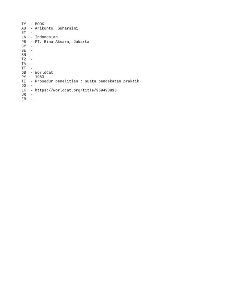Prosedur Penelitian - Suatu Pendekatan Praktik - Ris | PDF